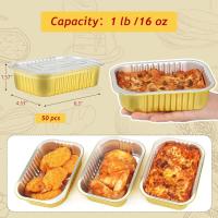 China Disposable Aluminum Foil Food Container 16 oz 1 lb with PP Lid 50 Packs Custom Size for sale