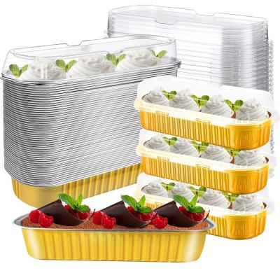 China Aluminum Baking Pans with Lids 6.8 Oz Mini Loaf Pans Rectangle Muffin Tins for sale