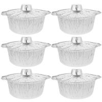 China 1100ml 6 Pack Aluminum Foil Pie Pans with Lids Disposable Baking Tins for BBQ Camping for sale