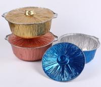 China Colorful Shaped Aluminum Foil Disposable Food Containers 320-5000ml Microwave Safe for sale