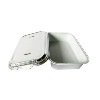 China 360ml 12oz Rectangle Aluminum Foil Food Container for Airline Meal Cooking Storage for sale
