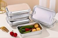 China 360ml 12oz Rectangle Aluminum Foil Food Container for Airline Meal Cooking Storage for sale