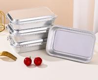 China 360ml 12oz Rectangle Aluminum Foil Food Container for Airline Meal Cooking Storage for sale