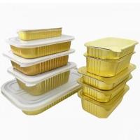 China Custom Aluminum Foil Food Container 320ml with Sealed Foil Lid and PET Lid for Takeaway for sale