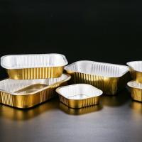 China Custom Aluminum Foil Food Container 320ml with Sealed Foil Lid and PET Lid for Takeaway for sale