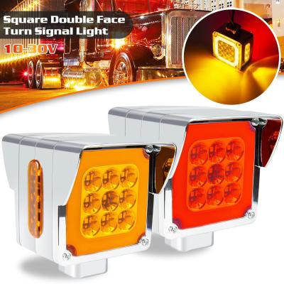 China Amber/Red Double-Face Pedestal Fender Light with Stud Mount Square 39 LED Brake Turn Tail Signal Trailer Light for sale