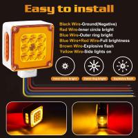 China Amber/Red Double-Face Pedestal Fender Light with Stud Mount Square 39 LED Brake Turn Tail Signal Trailer Light for sale
