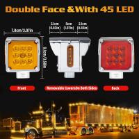 China Amber/Red Double-Face Pedestal Fender Light with Stud Mount Square 39 LED Brake Turn Tail Signal Trailer Light for sale