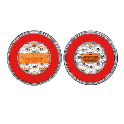 China High-performance 12-24v Truck Led Tail Light 5.5inch Round Brake Turn Tail Lights for Truck White Red Amber for sale