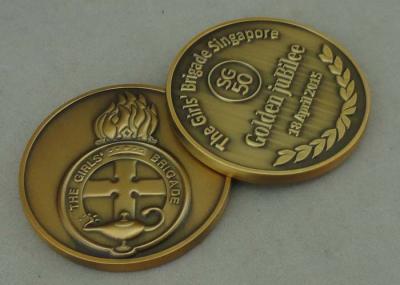 China Soft Enamel Police Coin Brass Die Stamped Gold With Diamond Edge for sale