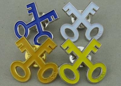 China Cross Key Soft Enamel Pin Gold Plating Zinc Alloy Die Casting for sale