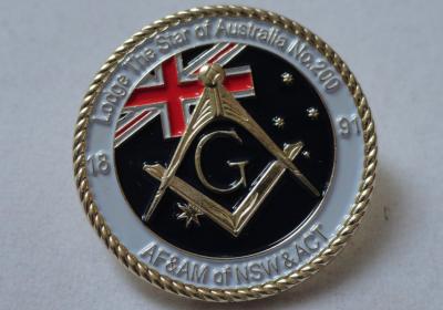 China 3D Brass Stamping AF & AM Lapel Pin, Rope Edge Soft Enamel Pin with Gold Plating for sale
