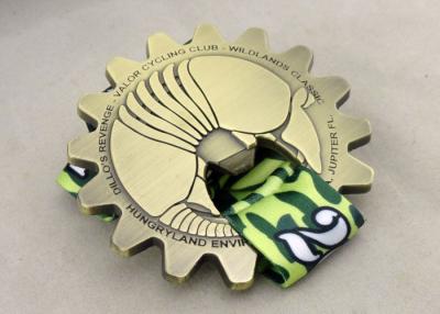 China Antique Gold Die Cast Medals 3D With Heat Transfer Printing Ribbon for sale