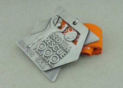 China Antique Silver Medals 3d Medal Flat Double Design For Running Sports for sale