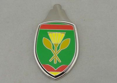 China Car Souvenir Badges Brass Die Struck Imitation Hard Enamel Silver for sale