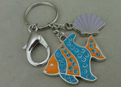 China Soft Enamel Fake Stone Promotional Keychain Silver Advertising Misty Nickel for sale