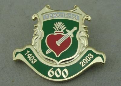China 3D Stamped Gold Enamel Lapel Pin Badge With Synthetic Enamel 1.5 Inch for sale