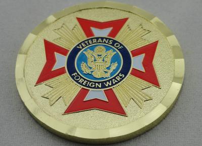 China Zinc Alloy Gold Plating Veterans of Foreign Wars Personalized Coins with Soft Enamel, for Commemorative for sale