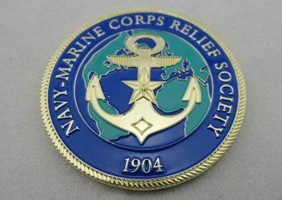 China Brass / Zinc Alloy / Pewter Navy Marine Corps Coin / Harley Davidson Personalized Coins with Rope Edge for sale