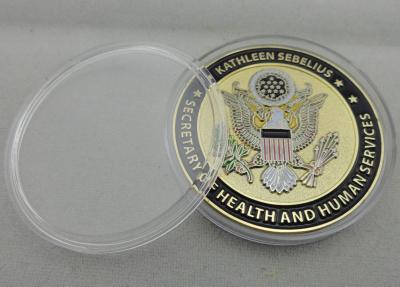 China Gold Plating Zinc Alloy / Pewter / Brass American Health & Human Service Personalized Coins for sale