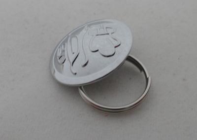 China Button Shape Metal Custom Zinc Alloy, Pewter, Aluminum Key Chains with Brass Stamped for sale