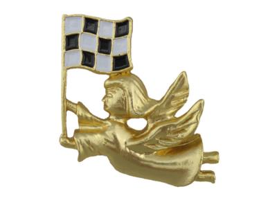 China Die Spinning Full Relief 3D Pewter Lapel Pins with Butterfly Clutch, Gold Plating for sale