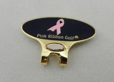 China Personalized Brass Pink Ribbon Golf Cap Clip with Soft Enamel, Metal Clip for sale