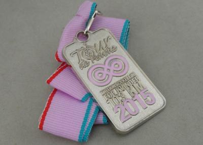China 2016 Running Ribbon Medals Die Casting Soft Enamel Medal With Silver for sale