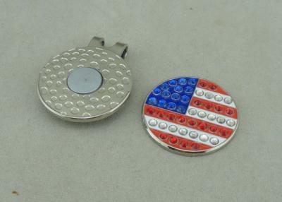 China Brass Die Struck Soft Enamel Silver Golf Cap Badges Souvenir Date for sale