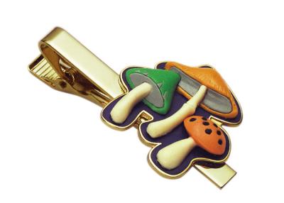 China Promotional Gift Brass Offset Printing, Gold Plating Personalized Tie Bar / Mushroom Tie Bar for sale