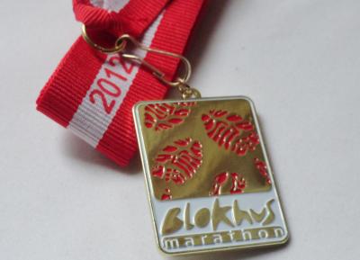 China Blokhus Marathon Medal Soft Enamel, Copper Stamping with Gold Plating, Long 2 Colors Ribbon for sale