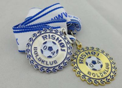 China 2D or 3D Gold Plating Iron / Brass / Zinc Alloy Rishoj Iron Stamped Ribbon Medals with Soft Enamel for sale