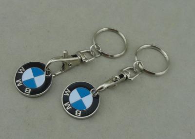 China One Euro Customized Iron Trolley Coin With Keychain , Nickel Plating for sale
