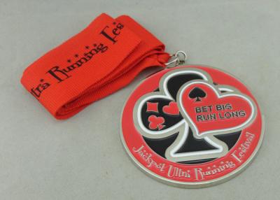 China Festival Custom Running Medals Silver Plating Award Ribbons Medals for sale