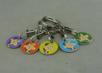 China Soft Enamel Personalized Promotional Keyrings Shopping Car Token For Supper Market for sale