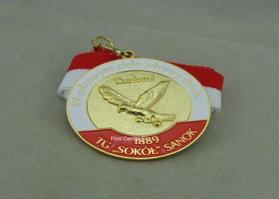 China Die Casting Soft Enamel Medal , Marathon Running Medal With Printing Ribbon for sale