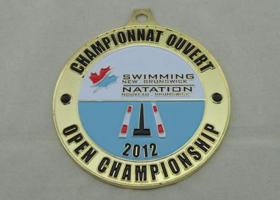 China Swimming New Brunswick Enamel Medal , Gold Plating , Erosion On Both Sides for sale