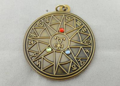 China Custom Round Rhinestone Die Cast Medals By Zinc Alloy Without Enamel for sale