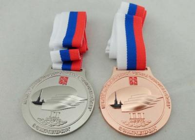 China 3 Colors Ribbon Medals Pewter Nickel Plated With Soft Enamel for sale