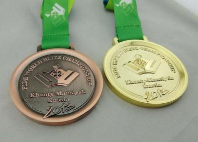 China Khanty Mansiysk Ribbon Medals 3d Copper Plated , Heat Transfer Print Ribbon for sale