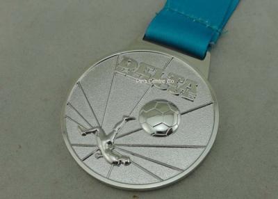 China Customized Ribbon Football Awards Medals Full Relief Zinc Alloy for sale
