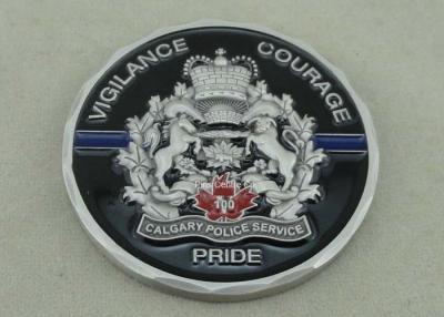 China Brass Stamped Personalized Coins , Diamond Cut Police Coin With Antique Silver for sale