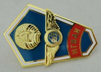 China Copper / Pewter Souvenir Badges Army With Gold Printed for sale