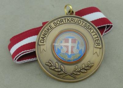 China Zinc Alloy Material Soft Enamel Ribbon Medals Antique Brass Plating for sale