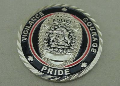 China 3D Rope Edge Antique Metal Coin Hard Enamel Silver Policeman Coin Souvenir Challenge Die Casting Coin for sale