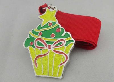 China Christmas Gold Plating Enamel Medal With Soft Enamel And Yellow Glitte for sale