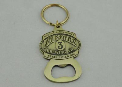 China Brau Brothers Promotional Keychain with Bottle Opener and Antique Brass Plating for sale