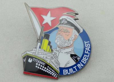 China TITANIC Memorial Soft Enamel Pin With Iron Die Struck and Black Nickel Plating for sale