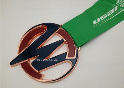 China Personalized Ribbon Awards Medals Die Casting Soft Enamel Inner Cut for sale