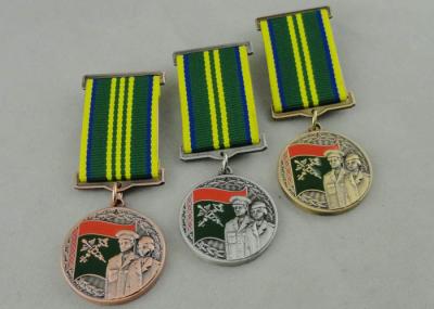 China Zinc Alloy 3D Custom Medal Awards , Antique Gold Plating And Special Ribbon for sale